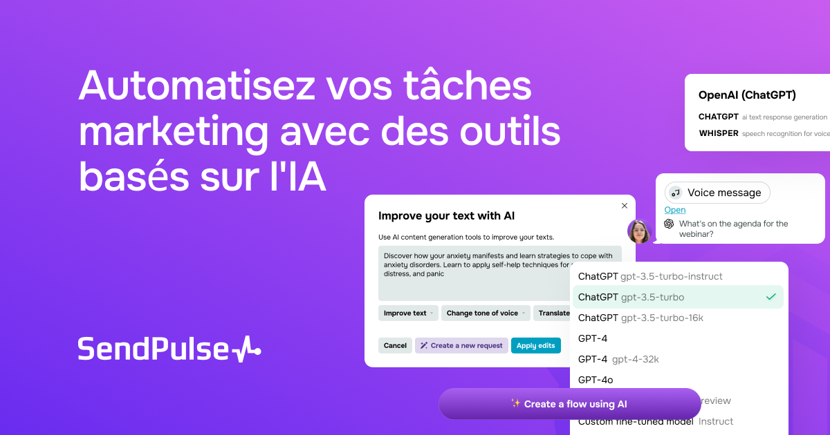 Automatisez vos tâches marketing avec des outils basés sur l'IA | SendPulse FR