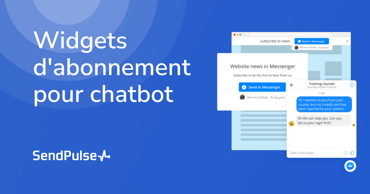 Gadgets logiciel d’abonnement à la messagerie instantanée de Facebook | SendPulse FR